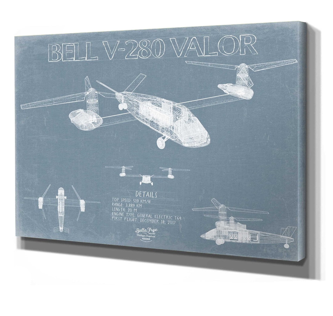 Bell V-280 Valor Aircraft Blueprint Wall Art - Original Aviation Plane ...