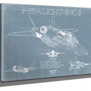 F-35A Lightning II Aircraft Blueprint Wall Art Original Fighter Plane ...