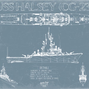 USS Halsey (CG-23) Blueprint Wall Art - Original Cruiser Print - Etsy