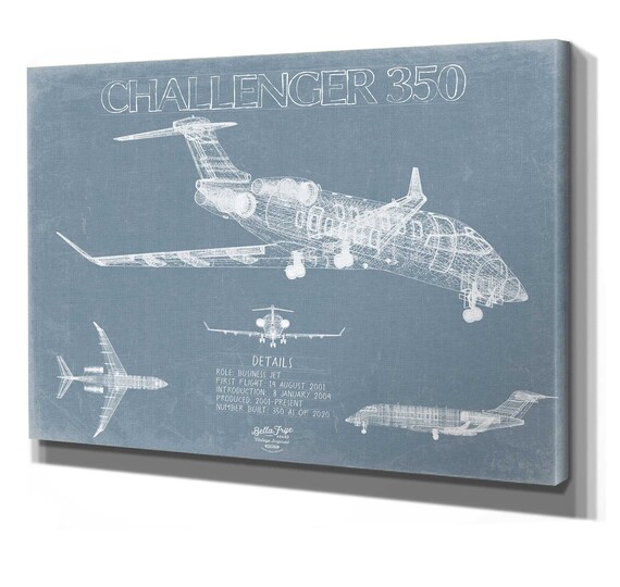 Bombardier Challenger 350 Aircraft Blueprint Wall Art - Etsy