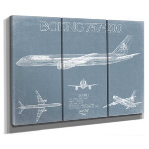 Boeing 757 200 Aircraft Blueprint Wall Art - Original Aviation Plane ...