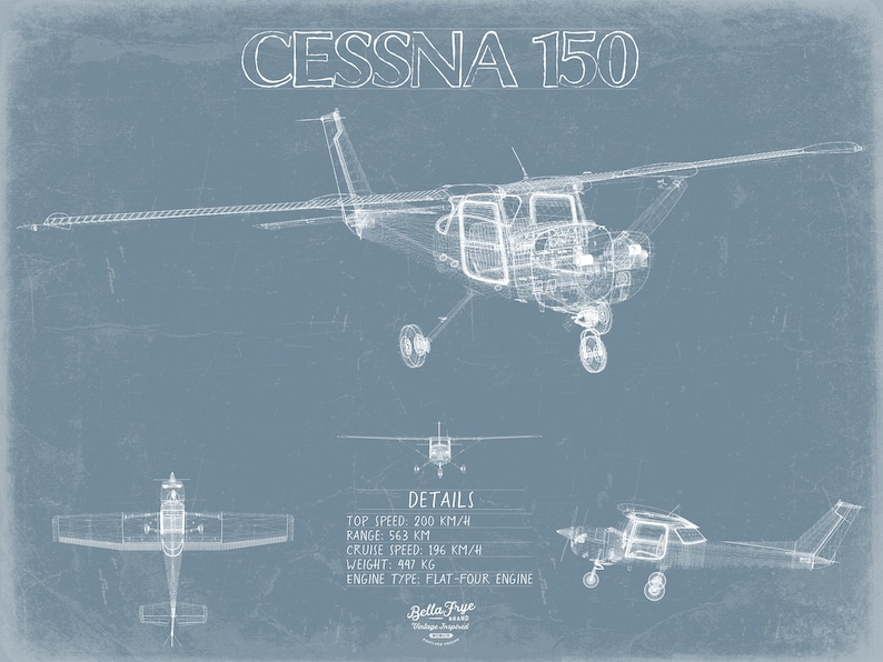 Cessna 150 Aircraft Blueprint Wall Art Original Airplane - Etsy