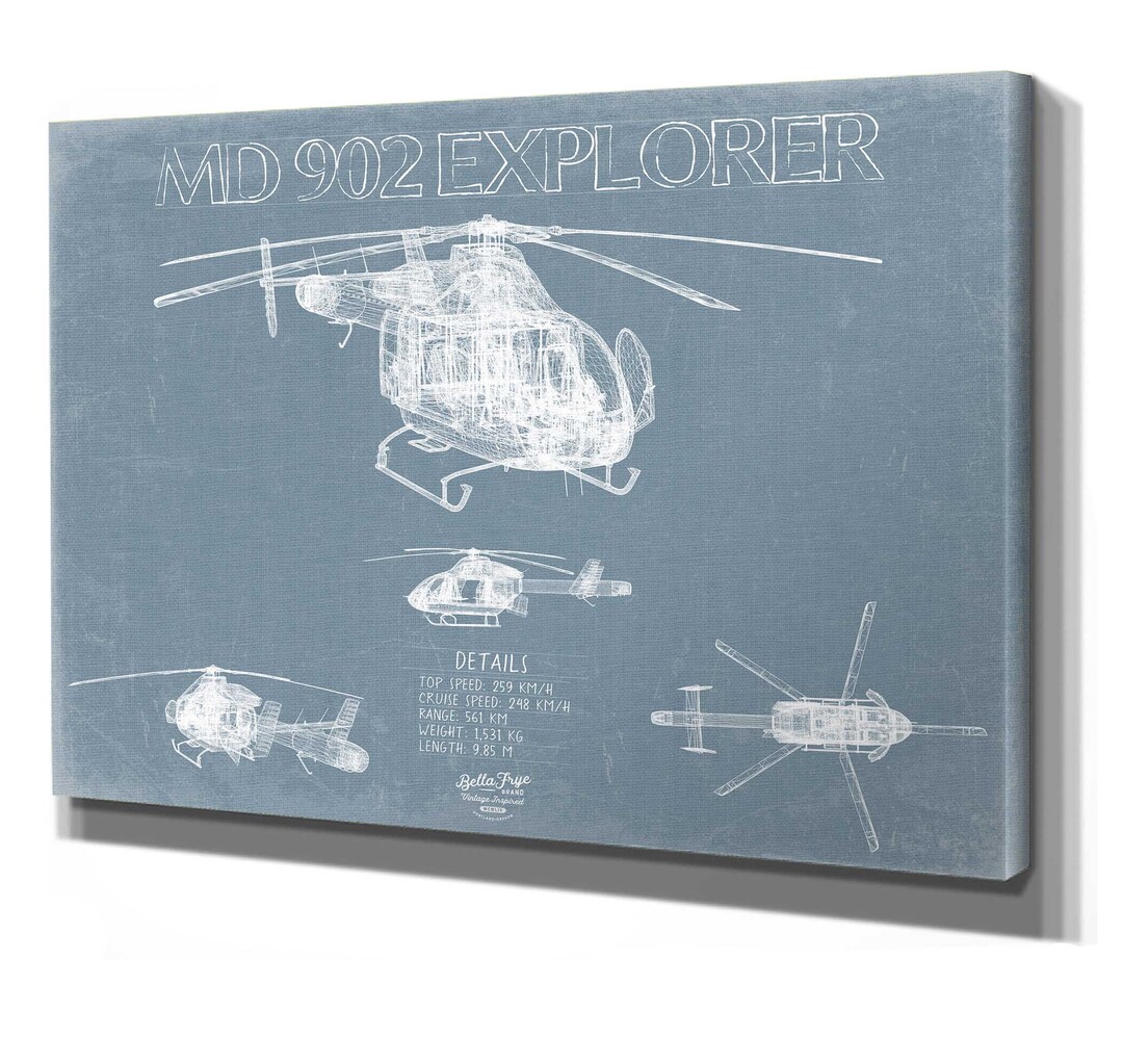 Mcdonnell Douglas MD-902 Explorer Helicopter Blueprint Wall Art ...