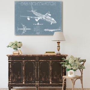 Boeing E4B Nightwatch Aircraft Blueprint Wall Art - Original Aviation ...