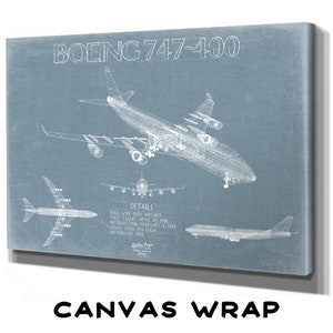 Boeing 747-400 Aircraft Blueprint Wall Art Original Aviation Plane ...