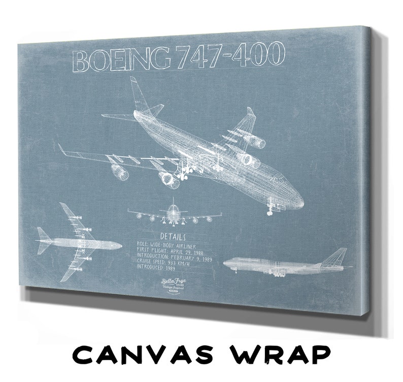 Boeing 747-400 Aircraft Blueprint Wall Art Original Aviation - Etsy