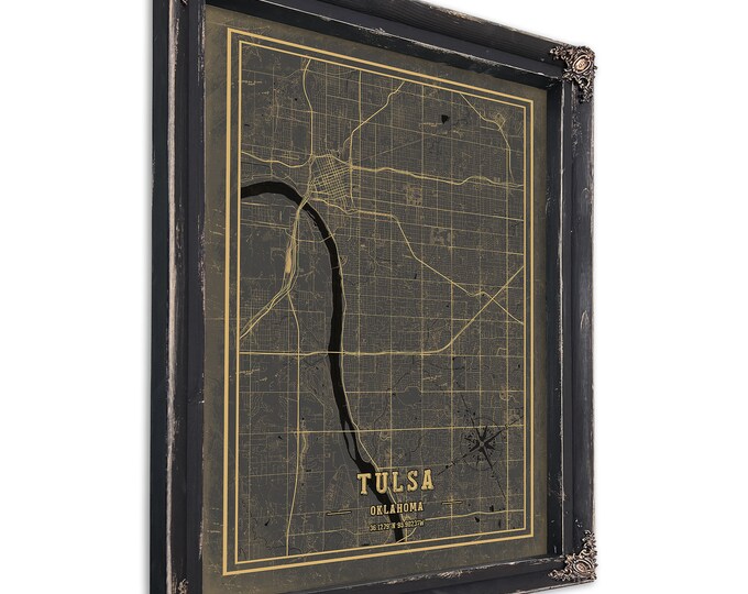 Tulsa Vintage Map Poster Wall Art City Artwork Print Antique, Rustic ...