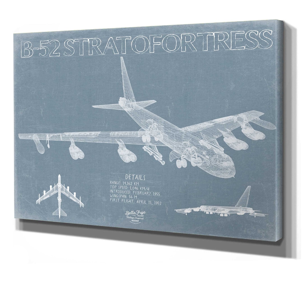 B-52 Stratofortress Aircraft Blueprint Wall Art - Original Aviation ...