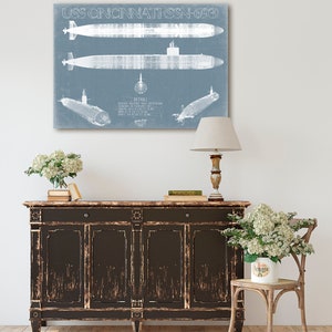 USS Cincinnati SSN-693 Blueprint Wall Art Original Submarine Print - Etsy