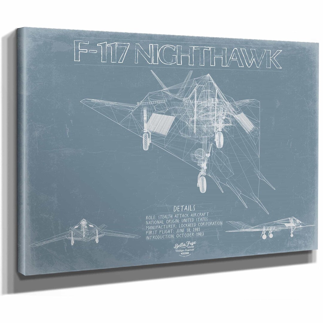 F-117 Nighthawk Aircraft Blueprint Wall Art - Original Fighter Plane ...