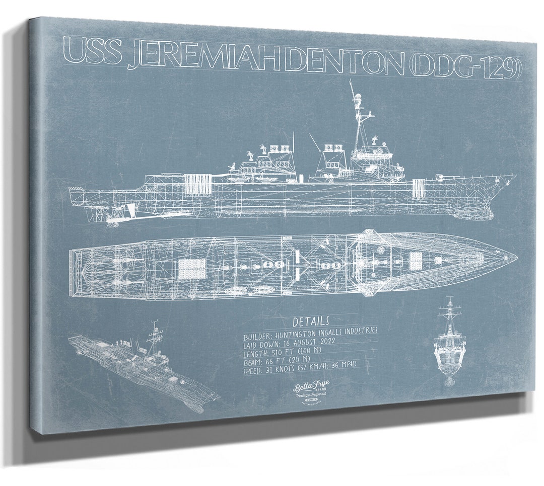 USS Jeremiah Denton (DDG-129) Blueprint Wall Art - Original Guided ...