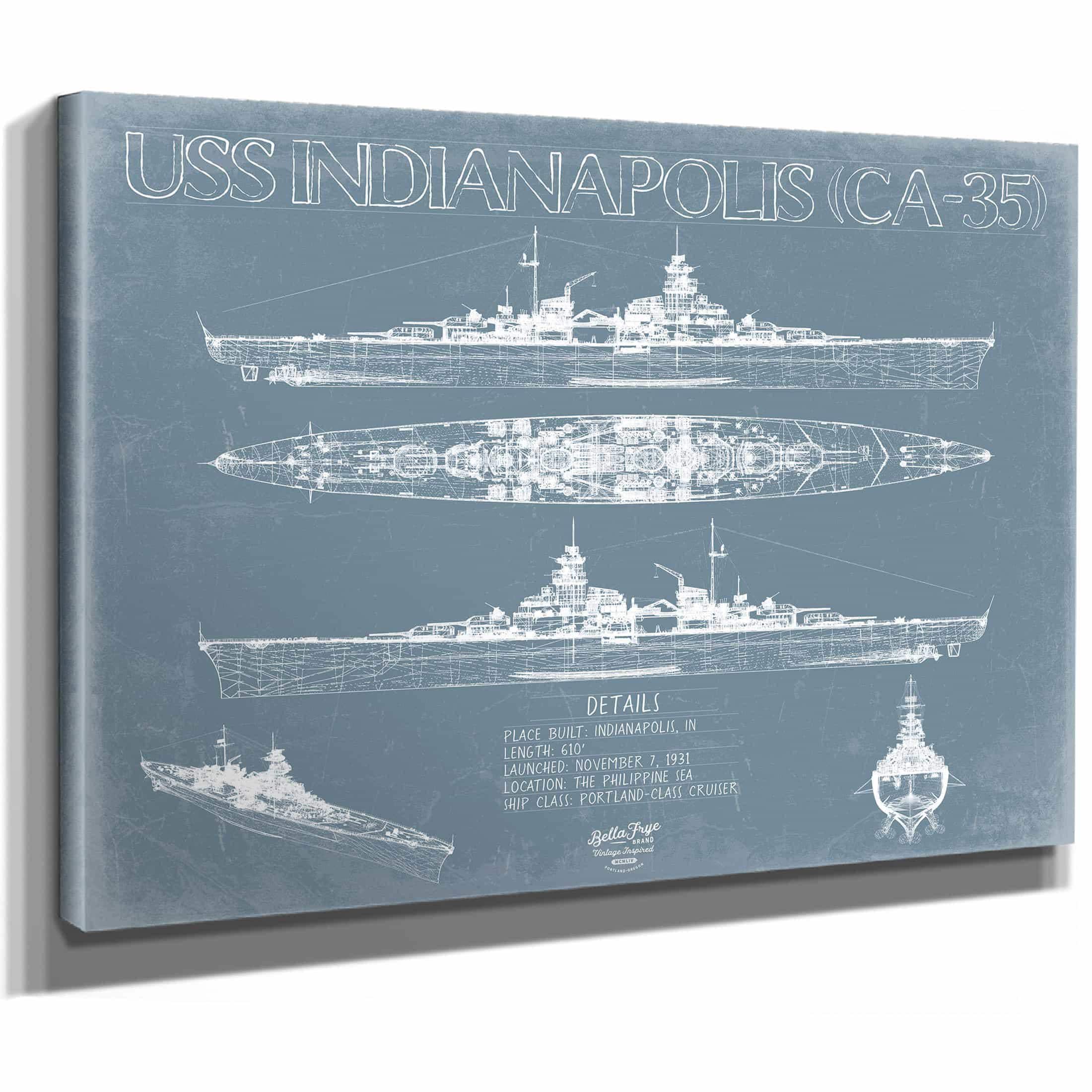USS Indianapolis (CA-35) Blueprint Wall Art - Original Cruiser Print - Etsy