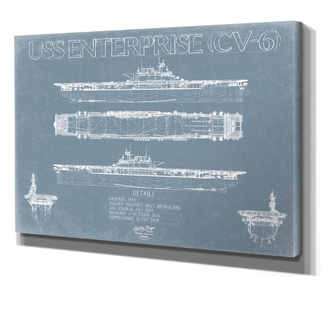 USS Enterprise CV-6 Blueprint Wall Art - Original Carrier Print - Etsy