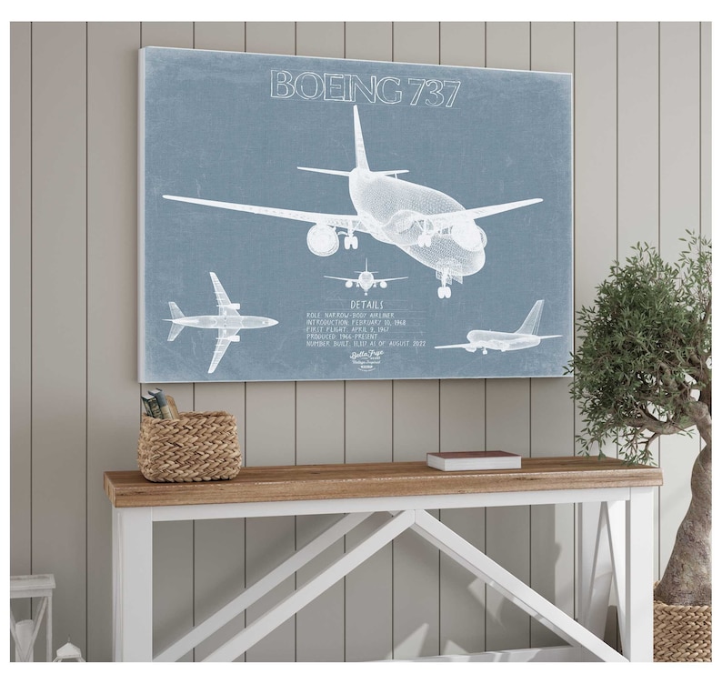 Boeing 737 Aircraft Blueprint Wall Art Original Aviation - Etsy