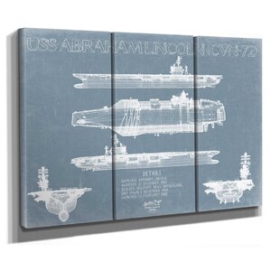 USS Abraham Lincoln CVN-72 Blueprint Wall Art - Original Carrier Print ...