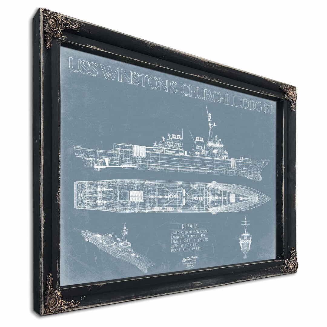 USS Winston S. Churchill (DDG-81) Blueprint Wall Art - Original Guided ...
