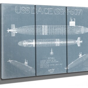 USS Dace (SSN-607) Blueprint Wall Art - Original Submarine Print - Etsy