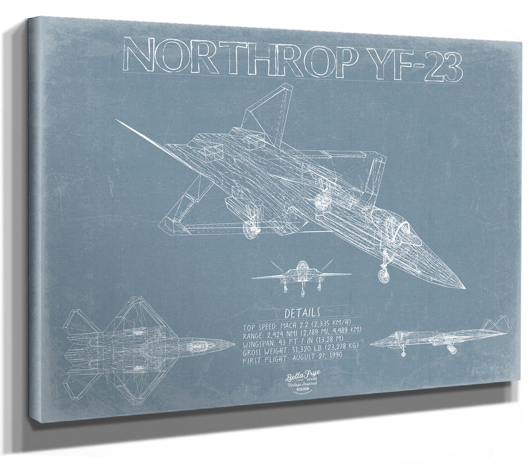 YF-23 Black Widow II Aircraft Blueprint Wall Art - Original Fighter ...