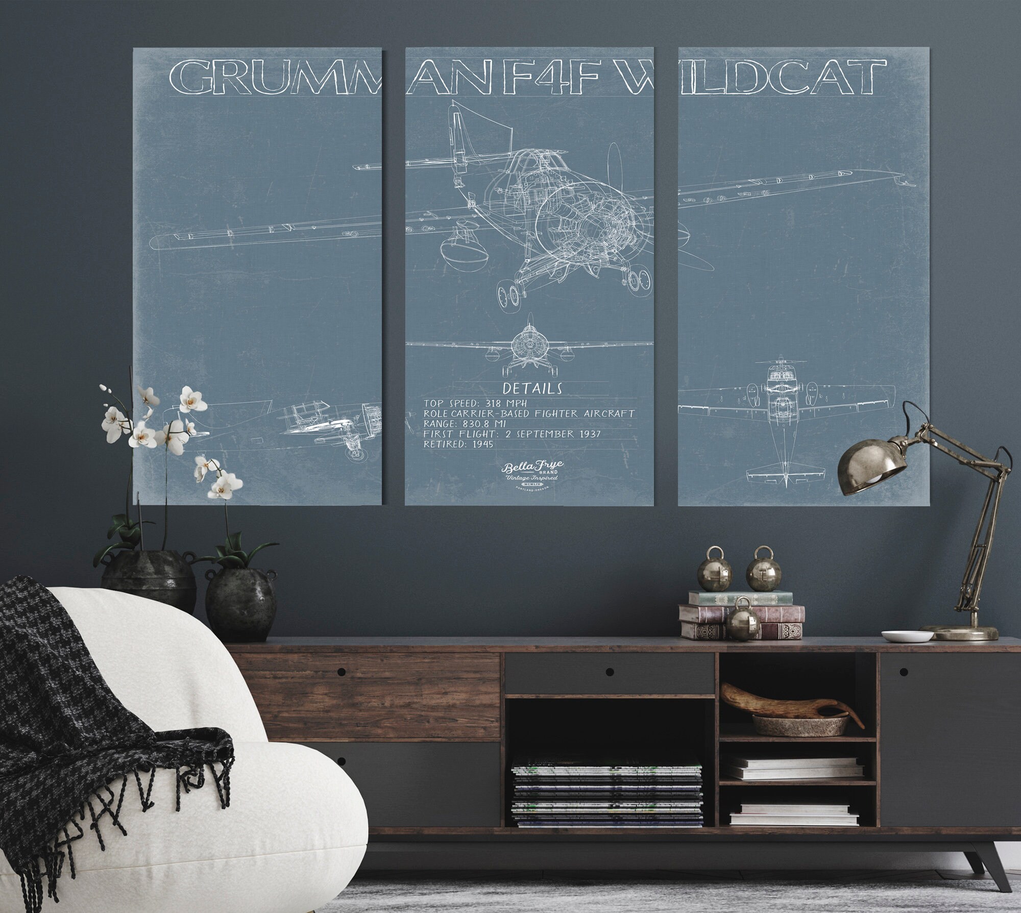 F4F Wildcat Blueprint Wall Art Original Airplane Print - Etsy
