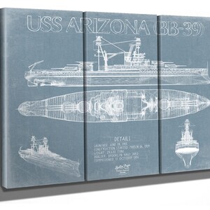 USS Arizona BB-39 - Blueprint Wall Art - Original Battleship Print - Etsy