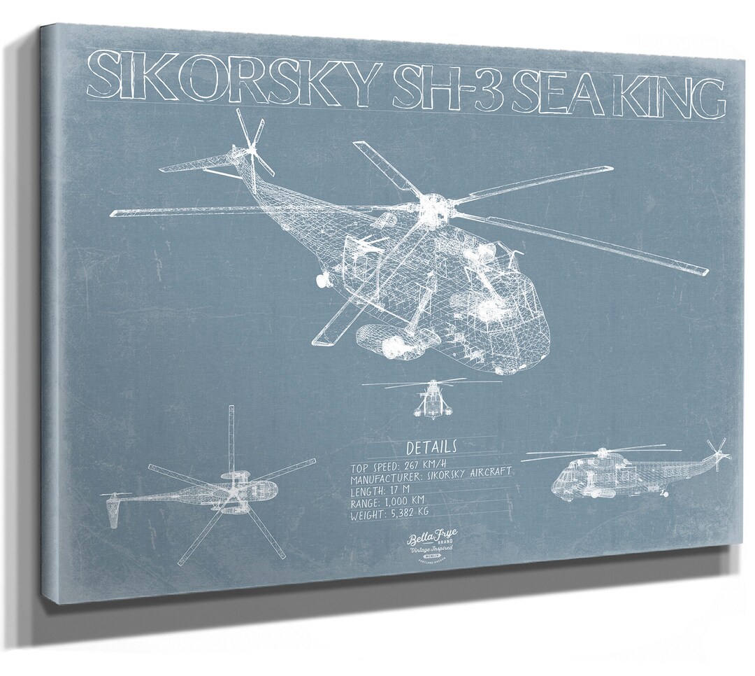 Sikorsky SH-3 Sea King Blueprint Wall Art - Original Aviation Print - Etsy