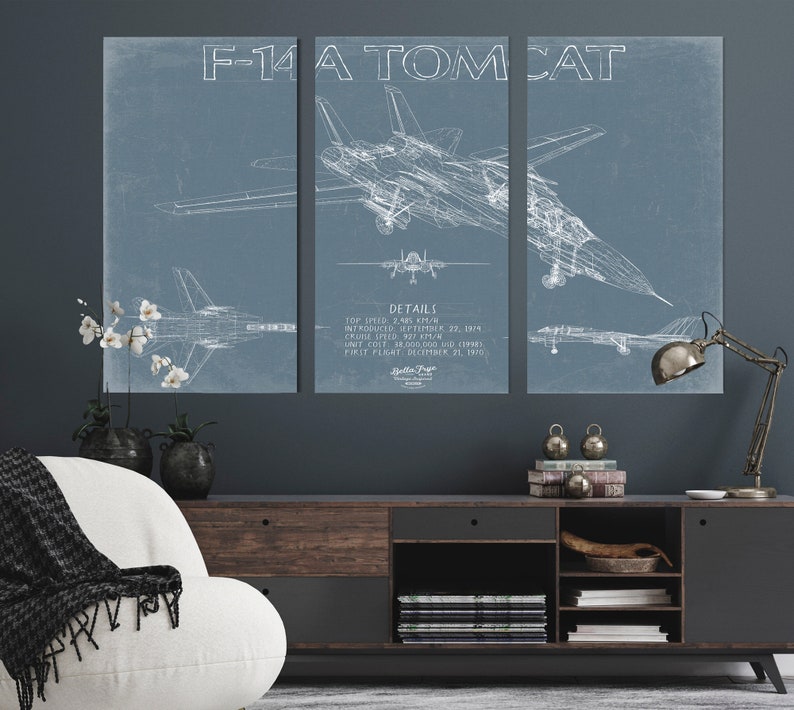 F-14A Tomcat Top Gun Aircraft Blueprint Wall Art Original - Etsy