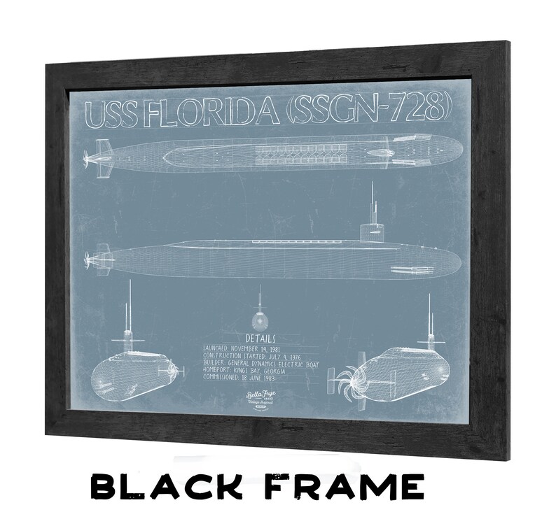 USS Florida SSGN-728 Blueprint Wall Art Original Submarine - Etsy
