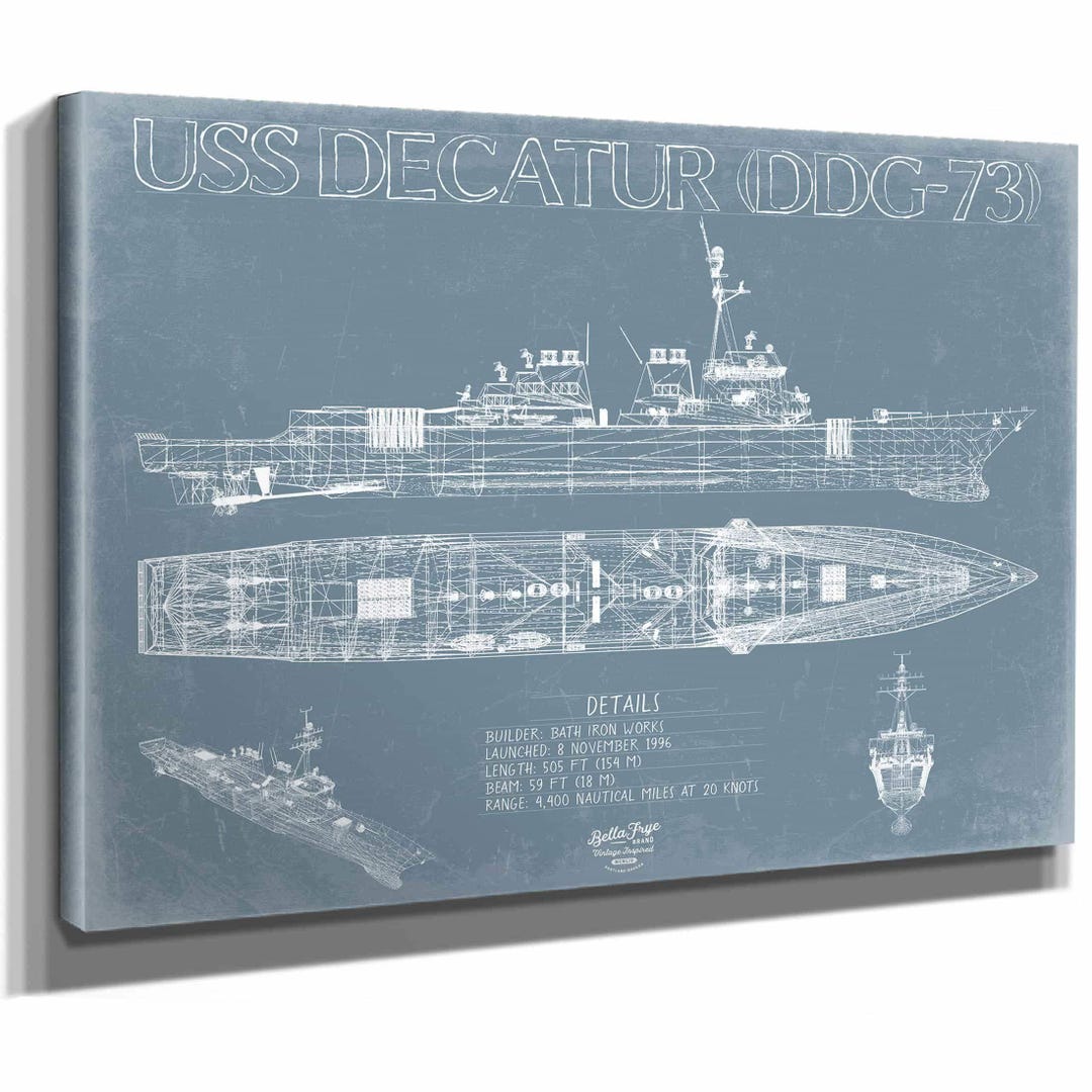 USS Decatur (DDG-73) Blueprint Wall Art - Original Destroyer Print - Etsy