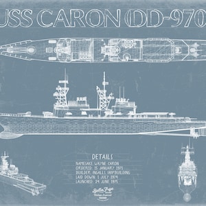 USS Caron DD-970 Blueprint Wall Art - Original Carrier Print - Etsy