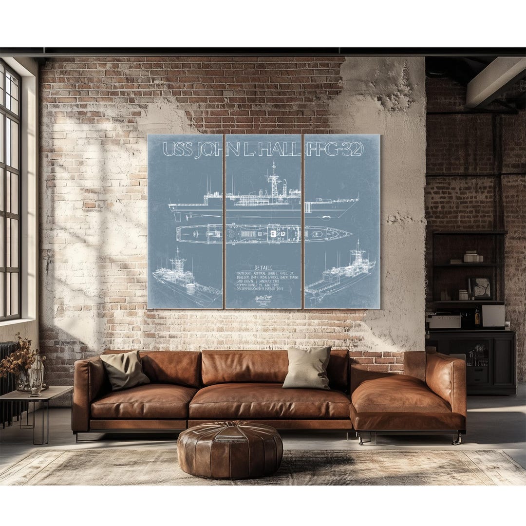 USS John L. Hall (FFG-32) Blueprint Wall Art - Original Frigate Print ...