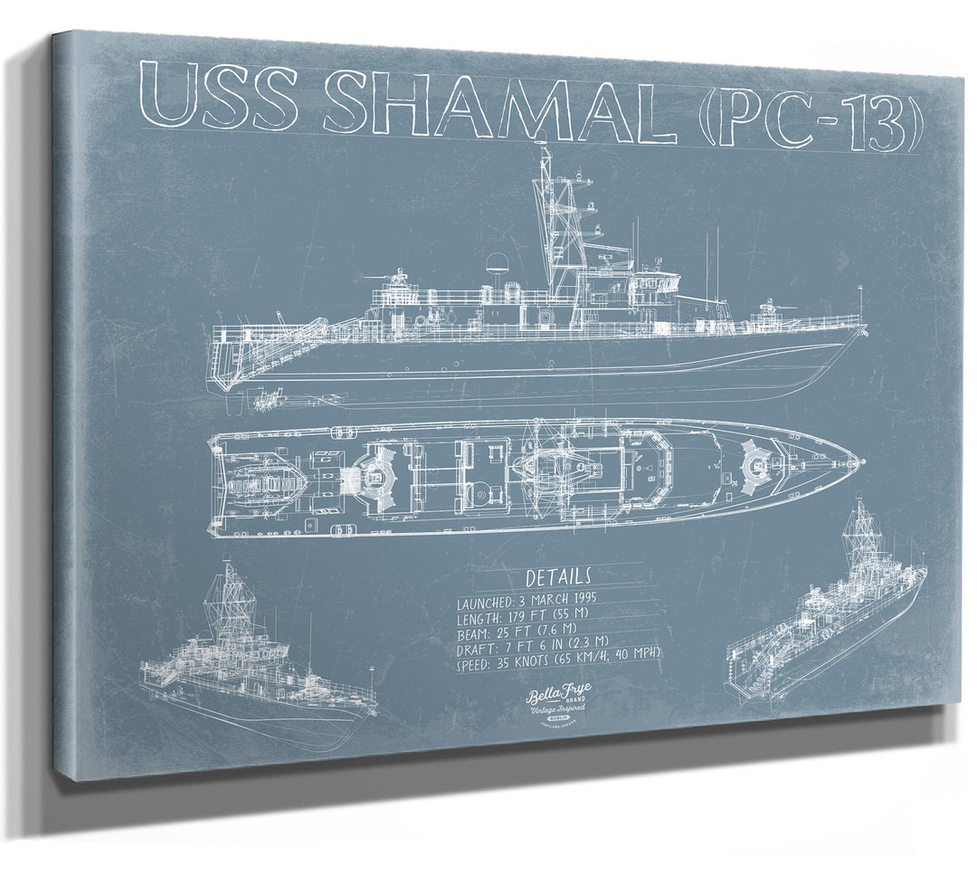 USS Shamal (PC-13) Blueprint Wall Art - Original Patrol Ship Print - Etsy
