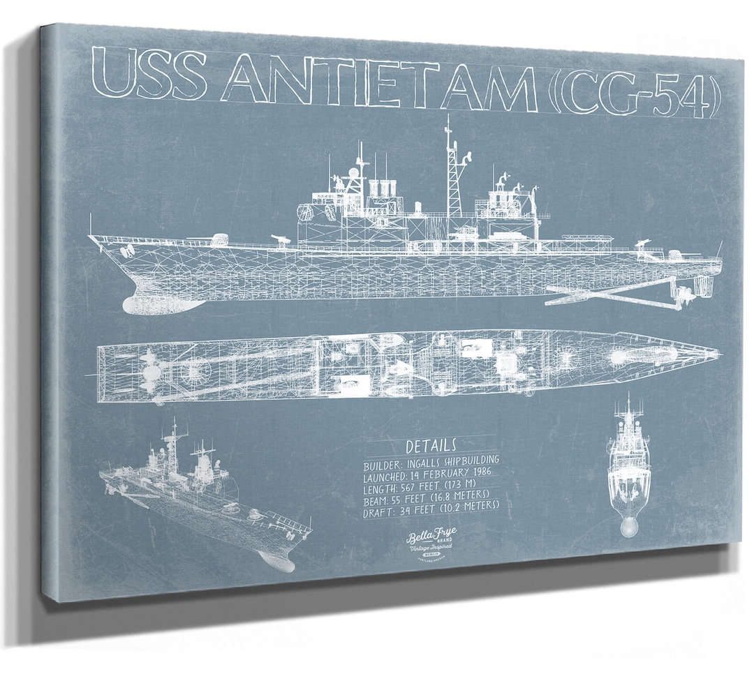 USS Antietam (CG-54) Blueprint Wall Art - Original Cruiser Print - Etsy