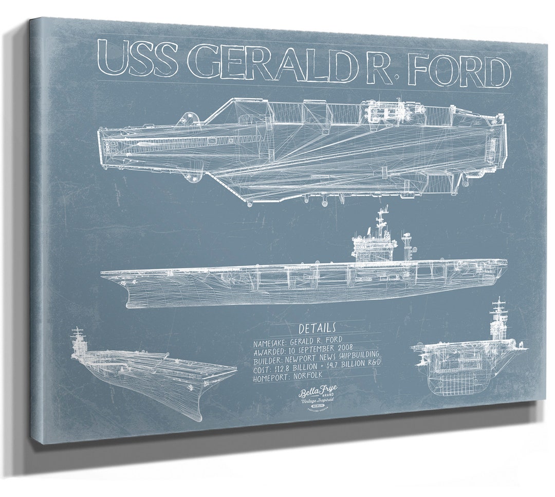 USS Gerald R. Ford Blueprint Wall Art - Original Carrier Print - Etsy