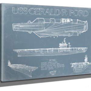 USS Gerald R. Ford Blueprint Wall Art - Original Carrier Print - Etsy
