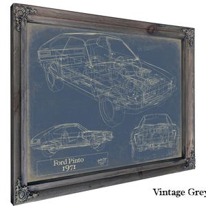 Vintage 1971 Ford Pinto Model Print, Original Blueprint Canvas, Framed ...