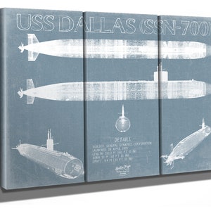 USS Dallas SSN-700 Blueprint Wall Art Original Submarine Print - Etsy