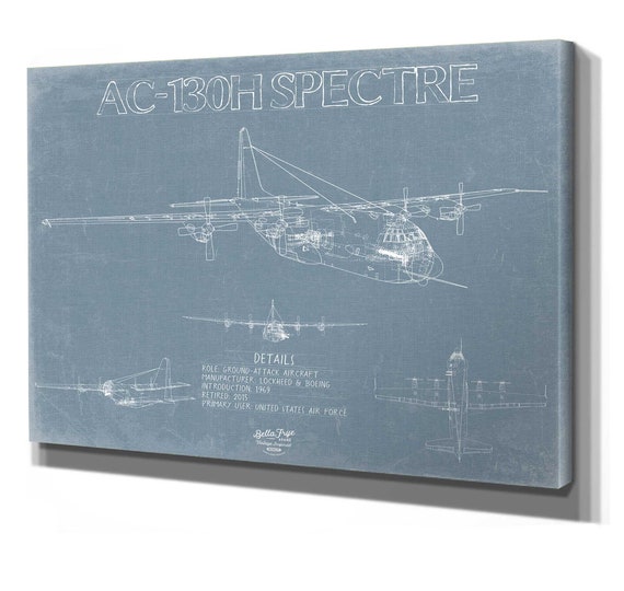AC-130H Spectre Aircraft Blueprint Wall Art Original - Etsy