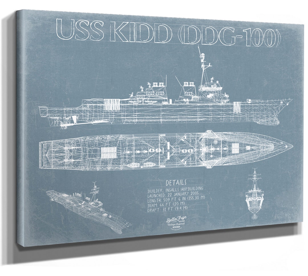 USS Kidd (DDG-100) Blueprint Wall Art - Original Guided-missile ...