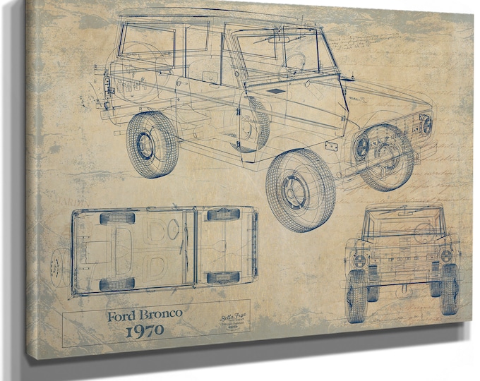 1969 Ford Bronco "blueprint Drawing" Unframed Color Poster Print - Etsy