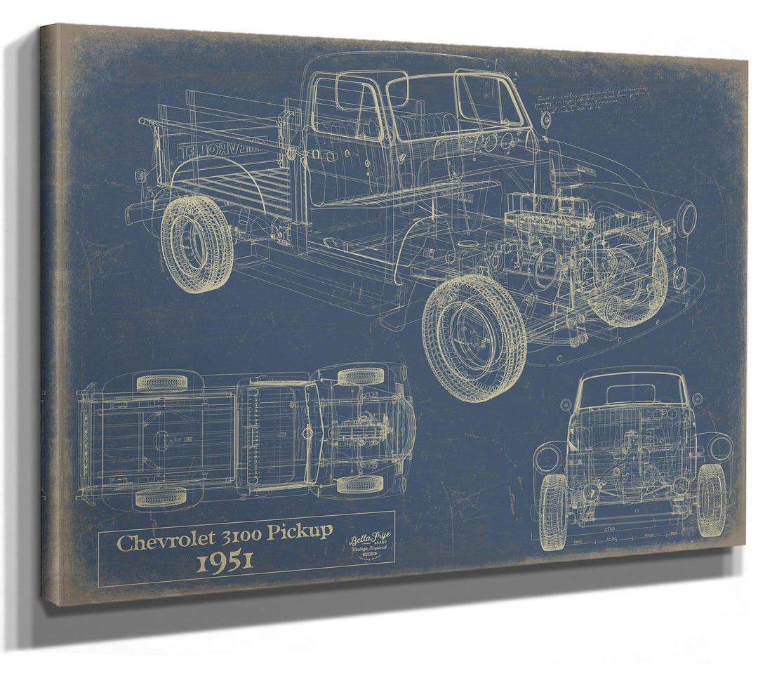 Vintage 1951 Chevrolet 3100 Pickup Model Mancave Blueprint Art - Etsy