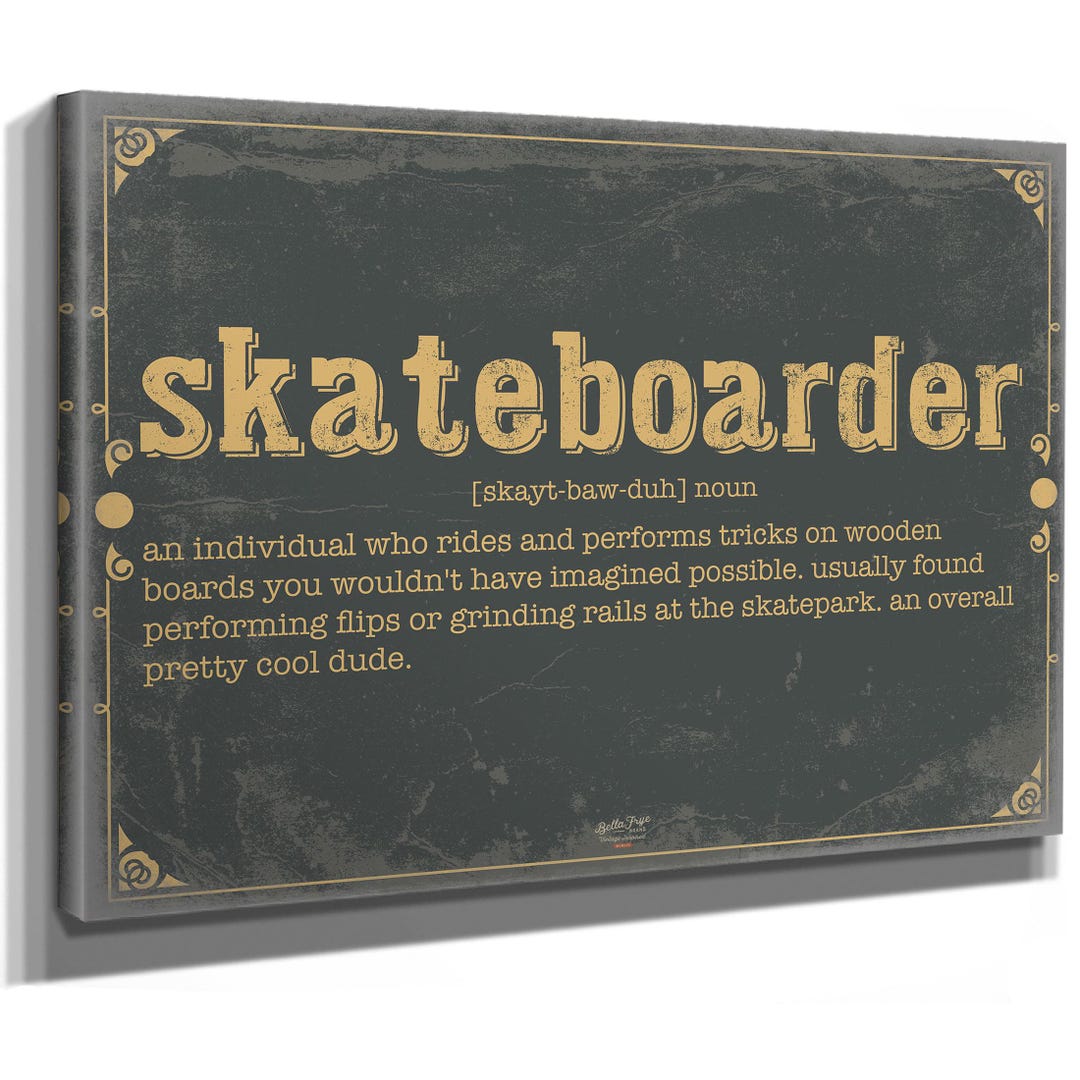 Skateboarder Word Definition Wall Art - Gift for Skateboarder ...