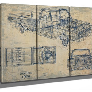 1970 Ford F100 Truck Model Mancave Blueprint Art - Etsy