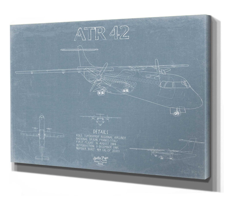 ATR-42 Aircraft Blueprint Wall Art Original Aviation Plane - Etsy