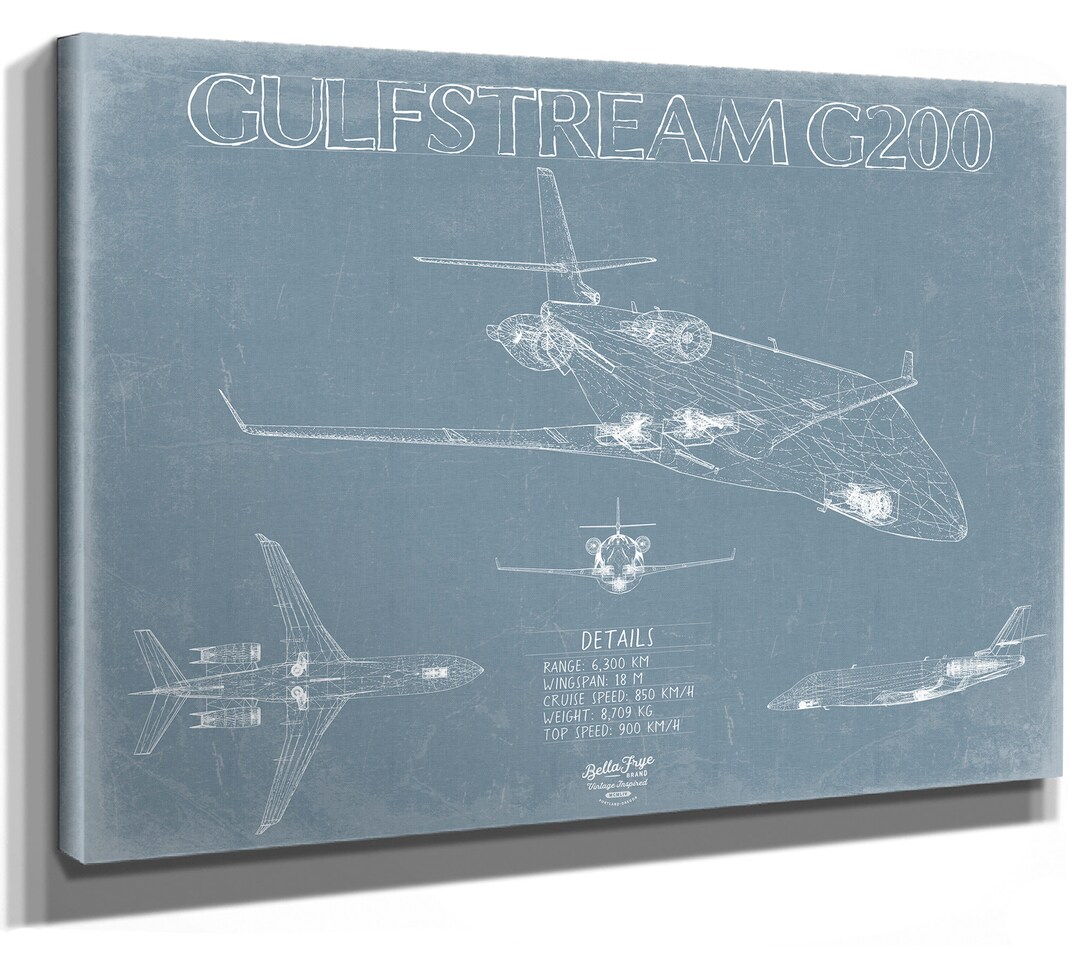 Gulfstream G200 (astra Galaxy) Aircraft Blueprint Wall Art - Original ...