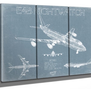Boeing E4B Nightwatch Aircraft Blueprint Wall Art - Original Aviation ...