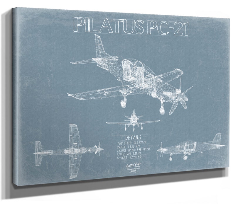 Pilatus PC-21 Aircraft Blueprint Wall Art Original Aviation - Etsy