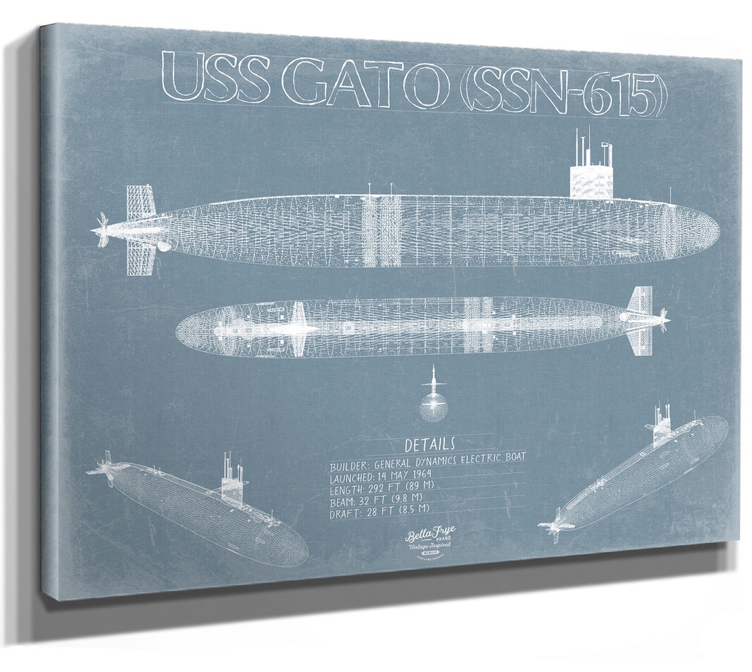 USS Gato (SSN-615) Blueprint Wall Art - Original Submarine Print - Etsy