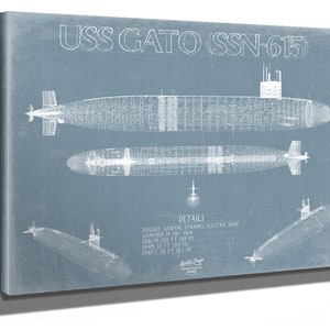 USS Gato (SSN-615) Blueprint Wall Art - Original Submarine Print - Etsy