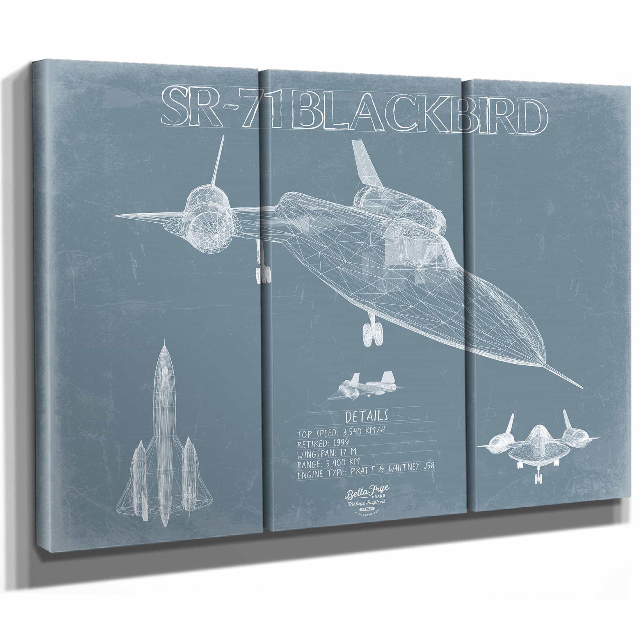 Lockheed SR-71 Blackbird Aircraft Blueprint Wall Art - Original ...