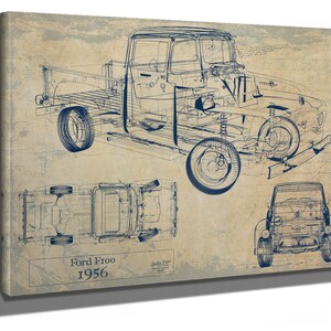 1956 Ford F100 Truck Model Mancave Blueprint Art - Etsy